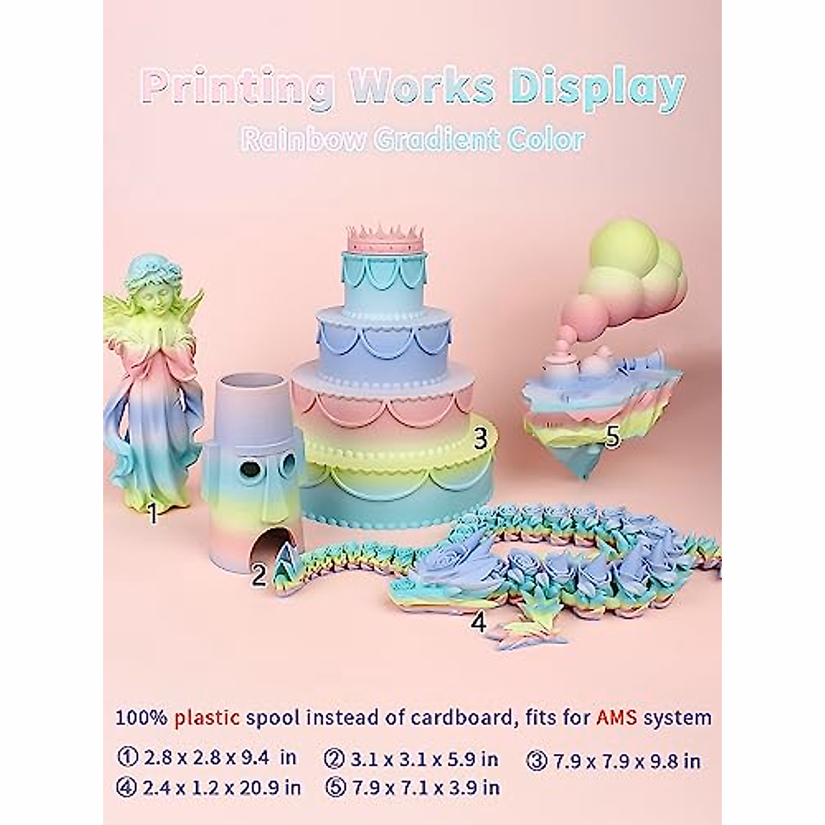 ZIRO 3D Printer Filament,Matte PLA Filament 1.75mm,Multicolor Rainbow PLA Filament,1KG/2.2lb,Macaron