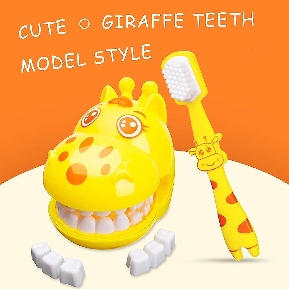 YOUYA DENTAL Early Education Brushing Toys, Children Role Play Toys Cute Giraffe Early Education Cartoon Tooth Brushing Toys Model Teaching Children Brushing Model for Kindergarten Kids Children