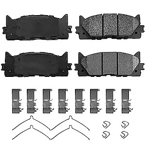 WEIZE Front Carbon Fiber Ceramic Brake Pads & Drilled/Slotted Brake Rotors Kit, Fit for Toyota Camry Avalon Lexus ES350 ES300H