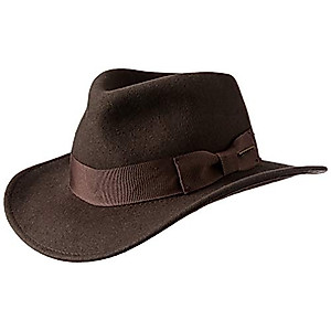 Indiana Jones Men's Crushable Wool Felt Fedora Hat, Brown, X-Large