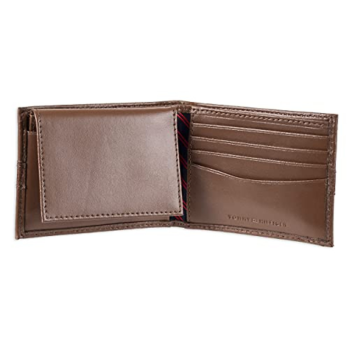 Tommy Hilfiger Men's Leather Wallet - Thin Sleek Casual Bifold with 6 Credit Card Pockets and Removable ID Window, Light Tan