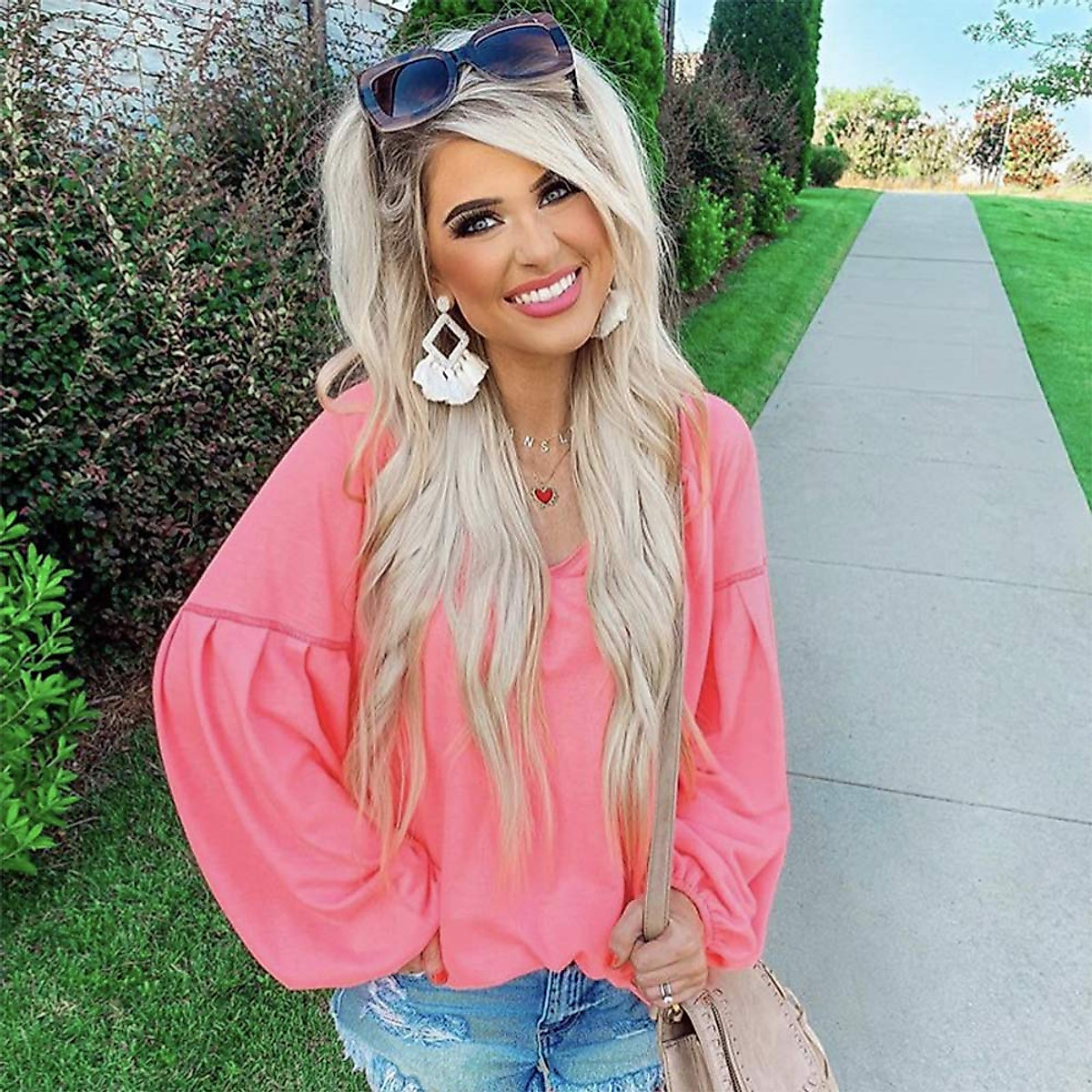 Long Tassel Earrings Statement Bohemian Pom Ball Handmade Drop Dangle Earrings for Women