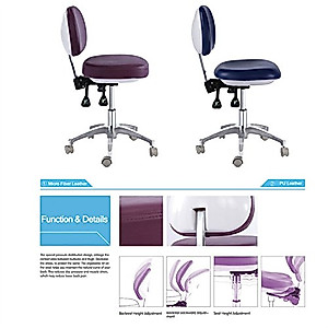 Dental Mobile Chair Doctor's Stool PU Leather Dentist Seat Height Adjustment 500 from Purple-Violet