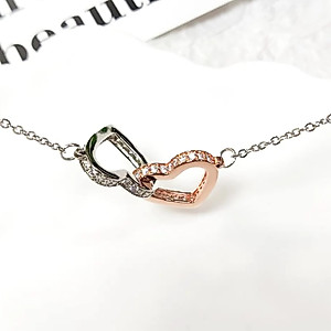 Mom to Be Gift - Sterling Silver S925 Interlock Heart Necklace with a Message Card Pregnancy Gifts for First Time Moms Expecting Women Pregnant Wife Valentine's Mother's Day Christmas Birthday