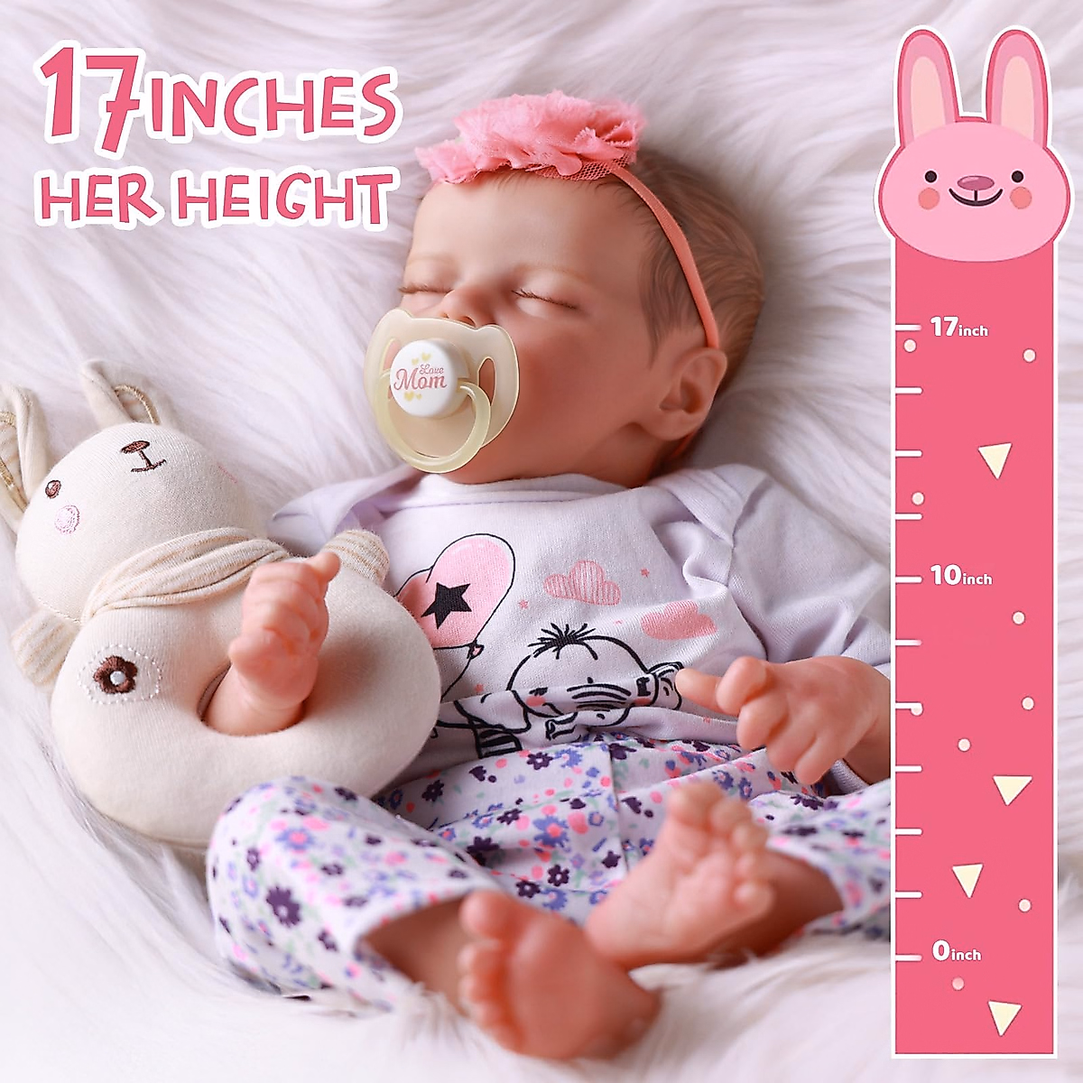 Lifelike Reborn Baby Dolls Twinnie - Girl 17-Inch - Soft Body Realistic-Newborn Baby Dolls Full Vinyl Body Poseable Baby Girl with Feeding Kit Gift Box for Kids Age 3+
