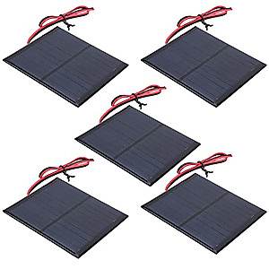 5Pcs Mini Solar Panel, DC 5.5V Solar Power Module 160mA Mini Solar Power Supply Board with 30CM Red and Black Wire