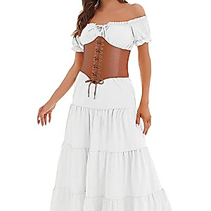 XZQTIVE Womens Corset Belt Elastic Waist Belt Lace-up Cinch Belt Pirate Corset Belt Renaissance for Costume 5.9'' Width(Brown, Fit Waist 32-36in)