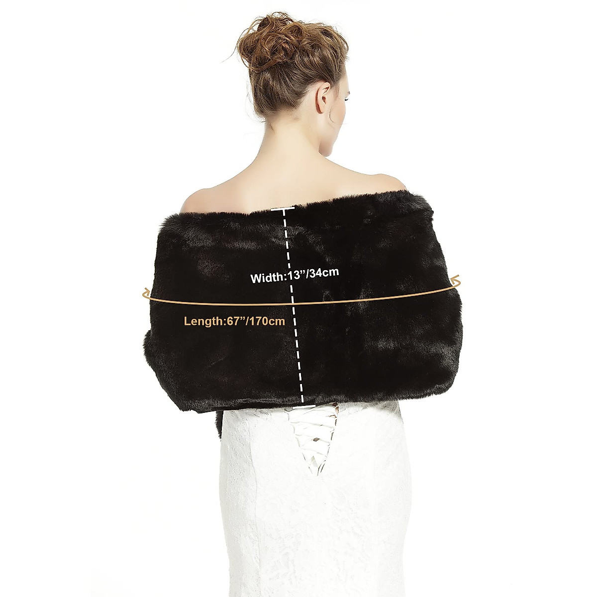 BEAUTELICATE Women's Faux Fur Shawl Stoles Wrap for Bridal/Wedding/Party