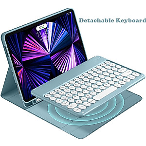QIYIBOCASE Galaxy Tab S6 Lite 2024/2022/2020 Keyboard Case with S Pen Holder, Magnetic Detachable Round Keys Keyboard Case for S6 lite (SM-P620/P625/P613/P619/P615/P610) (Pink)