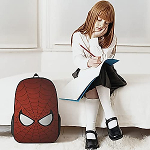 Uiwuqh Superhero Backpack Spider School Bag Bookbag Cute 17 Inch with Lunch Bag Tote and Pencil Case Box Pouch for Boys Girls