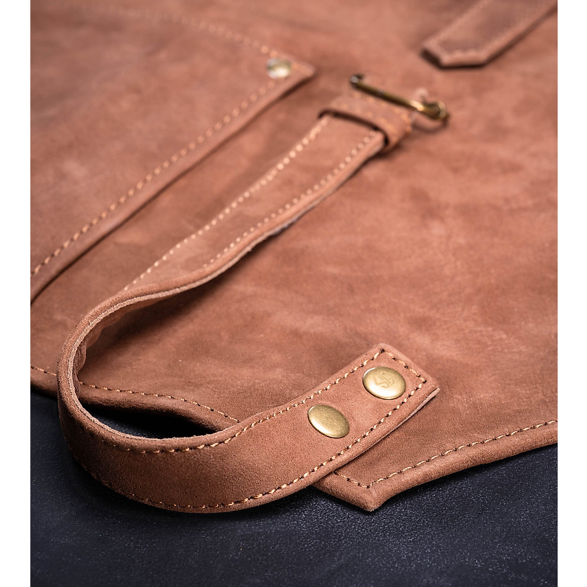 Premium Leather Apron - Full Leather handcrafted BBQ, Working, Barber Apron - One-Cut Style, adjustable Chef`s apron Henry