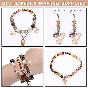 KINGSHINE 870pcs Craft Beads for Jewelry Making, Glass Beads for Bracelets Making Kit with Loose Spacer Beads, Including Fish/Shells/Starfish/Snails Beads, Gift for Her (Amber Color)