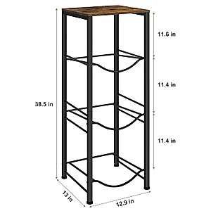 Water Bottle Holder 5 Gallon Water Cooler Jug Rack 3-Tiers Water Bottle Organizer with Storage Shelves for Kitchen Living Room Office, Rustic Brown