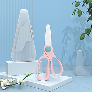 DAMPEN Ceramic Scissors,Soft-grip Handles,Safety Healthy,Kitchen Scissors,Baby Food Ceramic Scissors with Travel Cover for Kids Food 2 PACK (DSP-3)
