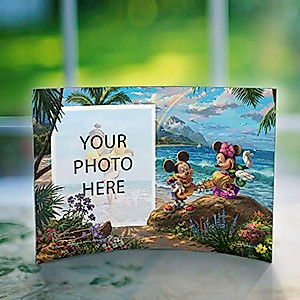 Disney Mickey Mouse and Minnie Mouse in Hawaii Photo Upload Personalized Curved Acrylic Print by Thomas Kinkade Studios Free Standing Collectible