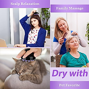 Scalp Scrubber Massager Upgraded Hair Shampoo Brush with 2 Different Lengths of Silicone Bristles, Wet Dry Hair Scalp Brush for Stress Relax Remove Dandruff Head Blood Circulation (Purple & Black)