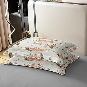 Southwest Style 100% Cotton Duvet Cover Twin Rustic Farmhouse Bedding Set Desert Cactus Plant Comforter Cover Country Cowboy Cowgirl Grey Bed Sets with 1 Pillowcase