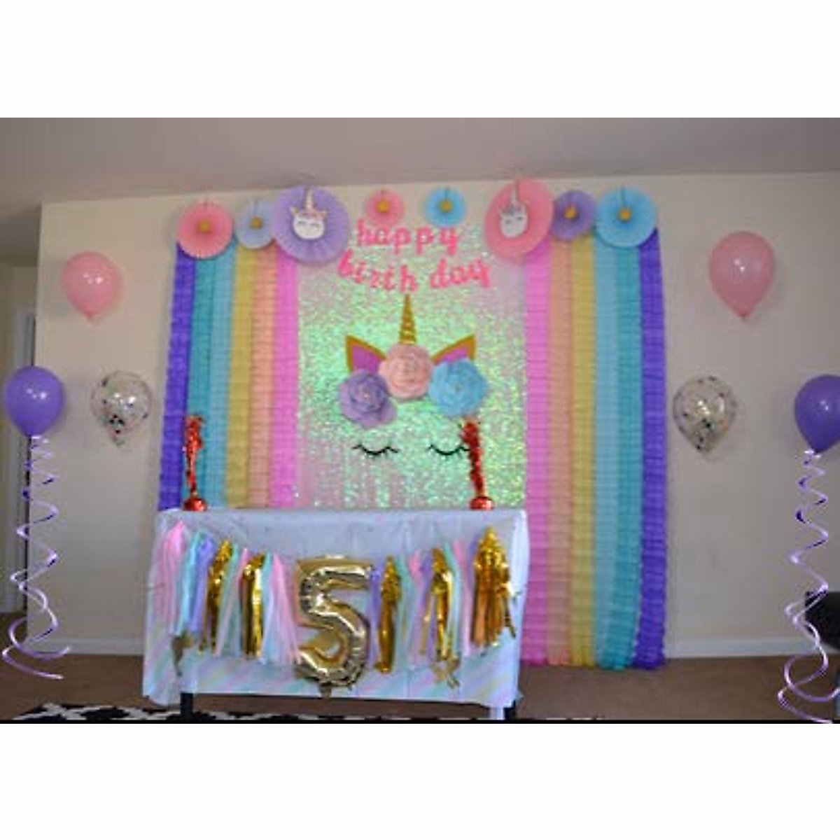 20 PCS Tissue Paper Tassels, Tassel Garland Banner for Wedding, Baby Shower and Party Decorations, DIY Kits (Metallic Gold，Light Purple，Pink，Green)