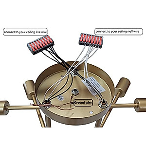 Dellemade Modern Sputnik Chandelier, 6-Light Ceiling Light, 6 LED Light Bulbs Included for Bedroom,Dining Room,Kitchen,Office (Gold)