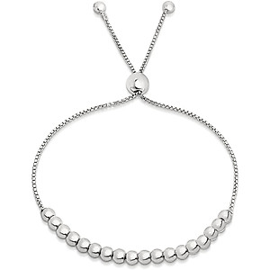 Savlano 925 Sterling Silver 14K Gold Plated Italian Solid Adjustable Bolo Bead Ball Slider Bracelet Comes With Gift Box for Women - Made in Italy (White)
