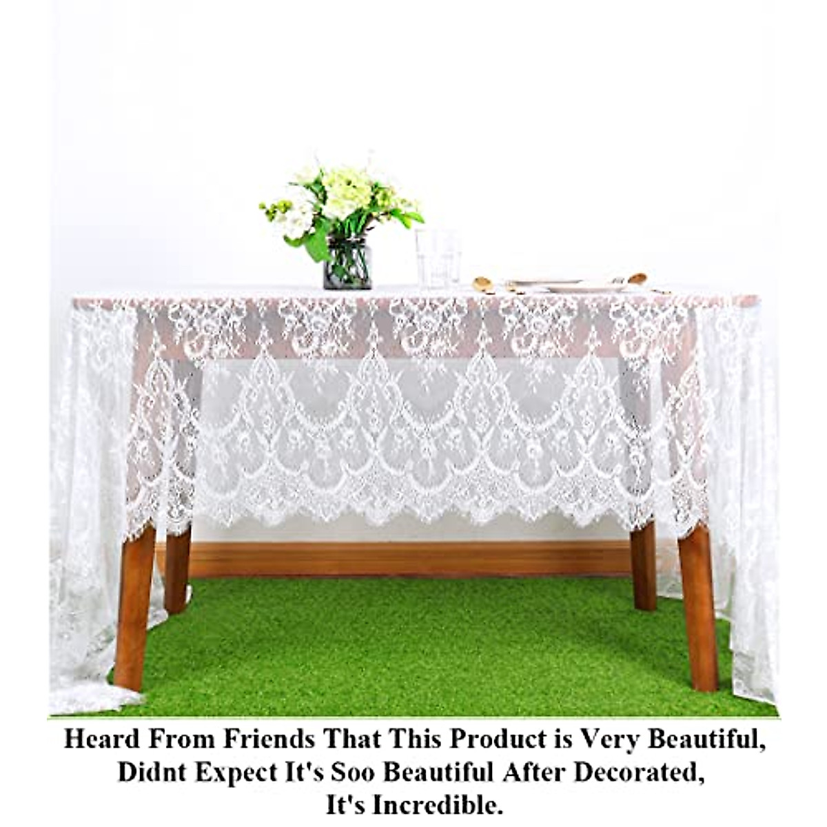 Vintage-Lace-Tablecloth 60x120-Inch Small Lace Rectangle Tablecloth Lace Boho Print Tablecloth Lace Overlay Tablecloth Lace Table Runner Overlay