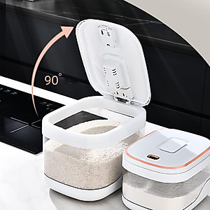 Grain Dispenser, Press Type Rice Bucket Large Capacity Rice Storage Container Dry Food Dispenser with Measuring Cup, Rice Holder Bin Rice Canister for Rice Cereal Flour Snacks (10KG)