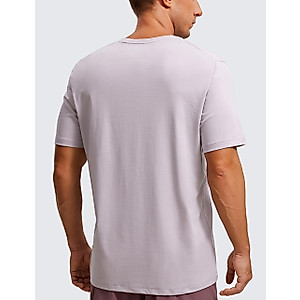 CRZ YOGA Men's Cotton Polyester Short Sleeve T-Shirt Classic Fit Casual Workout Tops Soft Premium Tee Iced Iris X-Large