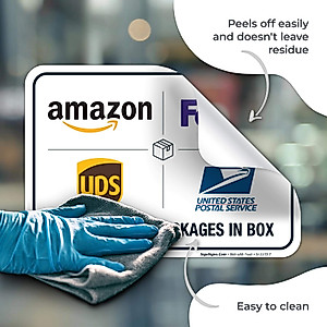 Sigo Signs - Package Delivery Sign, Delivery Instructions FedEx Amazon Ups USPS Sign, 10x7 Inches, 4 Mil Vinyl Decal Stickers Weather Resistant, Made in USA