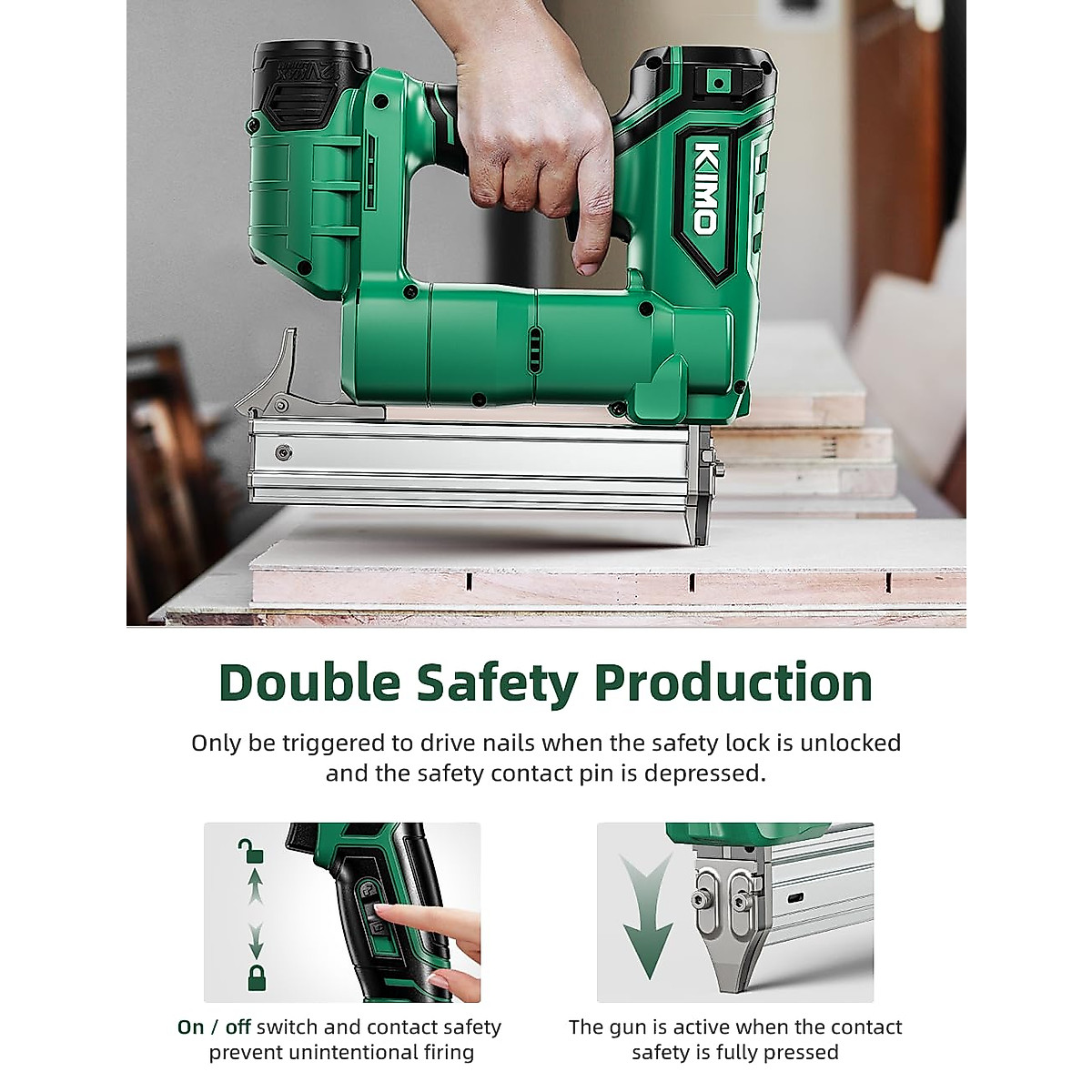 KIMO 18 Gauge Cordless Brad Nailer Battery Powered w/2X2.0 Batteries & Charger, 5000pcs Nails, 2 Modes with Single & Contact Firing
