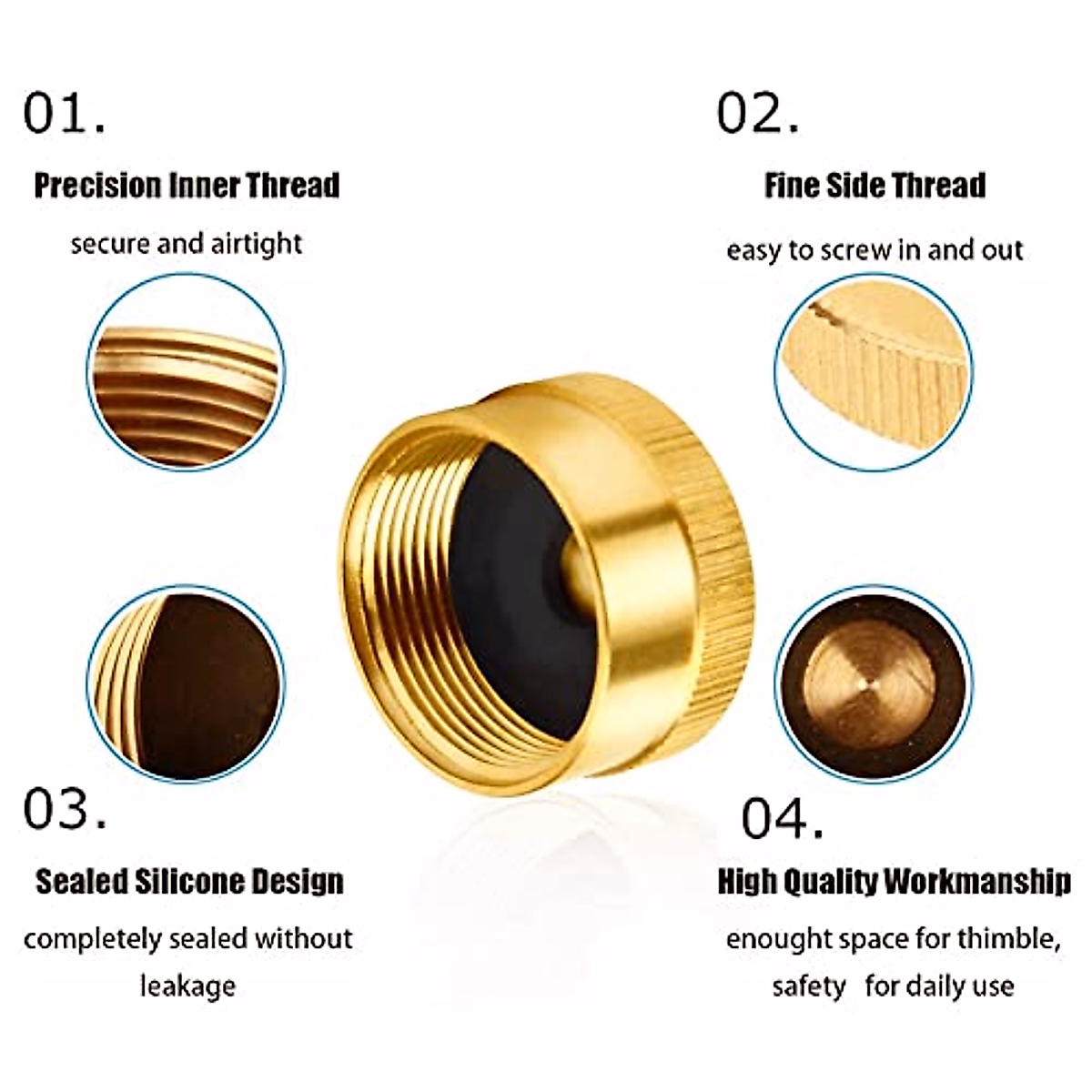 Hooshing 12PCS Solid Brass Refill 1 LB Propane Bottle Cap Gas Tank Cylinder Protect Sealed Cap for Outdoor Camping Stove Cooking BBQ