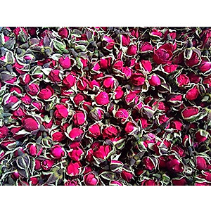 TooGet Fragrant Natural Deep Red Rose Buds Rose Petals Organic Dried Golden-Rim Rose Flowers Wholesale, Culinary Food Grade - 4 OZ