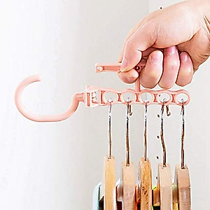 shlutesoy Plastic 5 Circle Anti-Slip Windproof Coat Clothes Hanger Buckle Rack Organizer Green