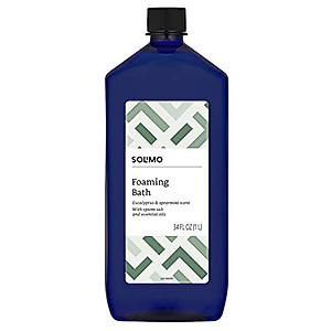 Amazon Brand - Solimo Eucalyptus & Spearmint Scented Foaming Bath with Essential Oils, 34 fl oz (Pack of 4)