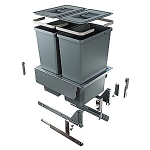 ELLETIPI 1954 - Built-in Trash can for Kitchen Base Block 2.0, 2 Bins, Total Capacity 74qt (70lt)