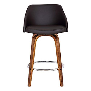 Alec Faux Leather Swivel Barstool, 26" Counter Height, Brown