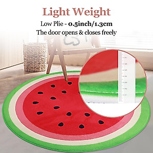 3ft Round Watermelon Rug - Fruit Rug, Memory Foam Circle Rug for Kids Room, Non-Slip Round Carpet, Soft Area Rug for Bedroom, Nursery, Playroom, Classroom, Room Decor