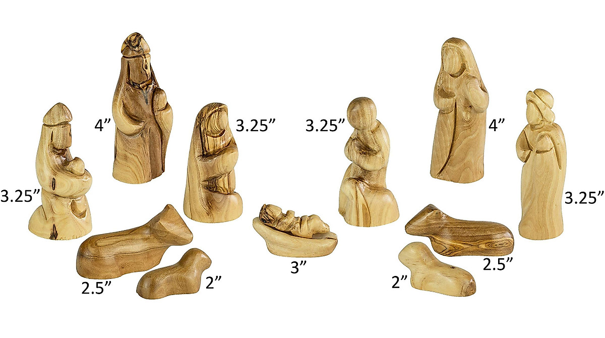 Unique Olive Wood Faceless Nativity Set from Bethlehem