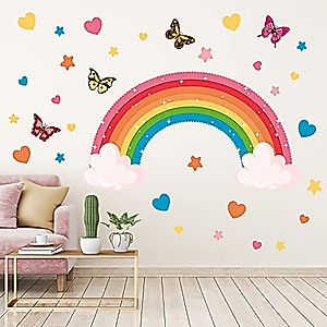 Epakh Dog Paw and Bone Print Stickers Removable Puppy Paw Wall Decals Decoration Animal Footprint Gifts for Dog Lover Bedroom Living Room(Rainbow and Butterfly)