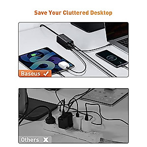 USB C Charger, Baseus 100W PD GaN3 Fast Wall Charger Block, 4-Ports [2USB-C + 2USB] Charging Station with 5ft AC Cable for Steam Deck,MacBook Pro/Air, USB-C Laptop, iPhone 13, Samsung Galaxy, etc