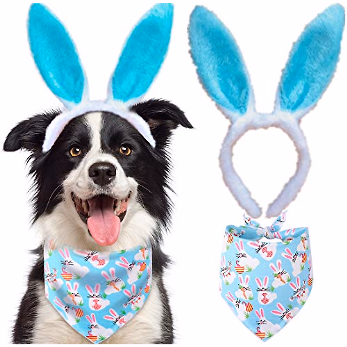 Dog Bunny Ears Headband and Pet Easter Bandana