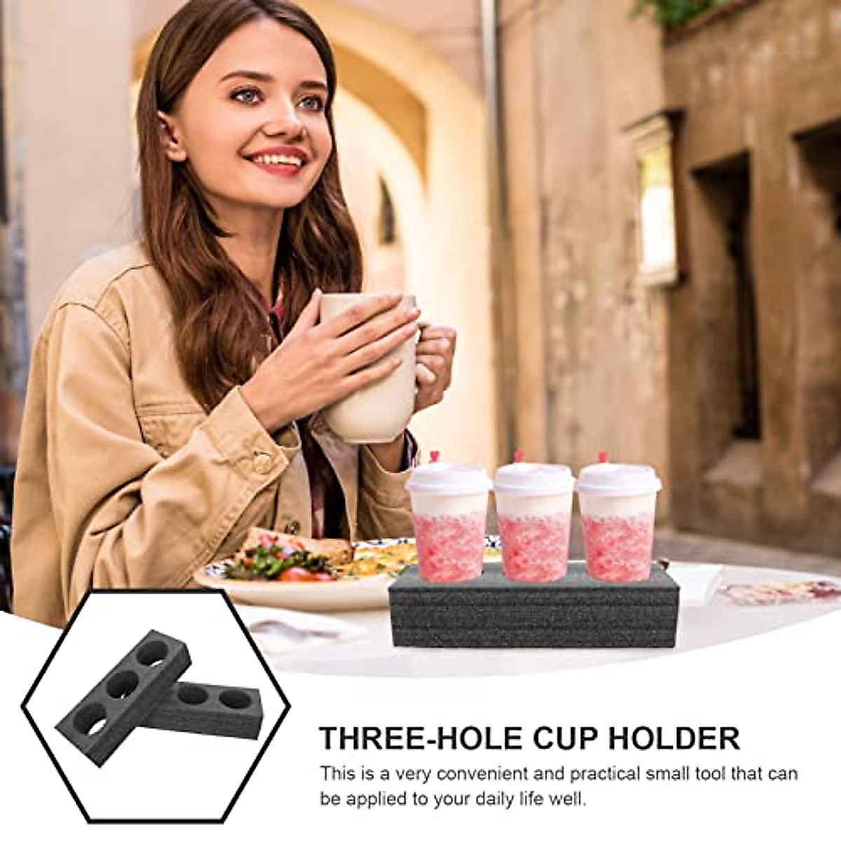 Disposable Drink Carriers 2pcs Disposable Foam Takeout Cup Holders 6 Hole Cup Drink Carrier Food Drink Holder for Hot Cold Drinks Black Cup Holder Tray Outdoor Cup Trays