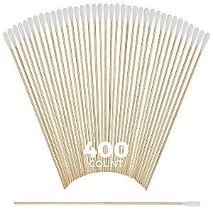 400 pcs Long Cotton Swabs Tip Applicators with Wood Handle 6” Inch| 100% Biodegradable Cotton Buds |Cleaning with Wood Handle for Oil, Makeup, Eyes, Ears, Eyeshadow Brush and Remover Tool. By alpree