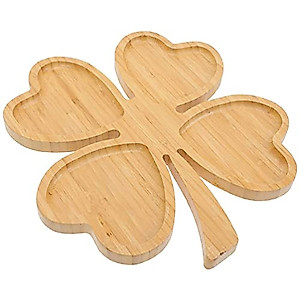 PRETYZOOM Wooden Serving Tray Clover Shaped Charcuterie Boards Shamrock Cheese Cake Bread Snack Serving Plate Appetizer Platter for Meat Vegetables Fruit St. Patricks Day Party