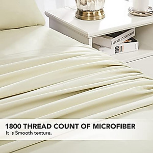 Deconovo Bed Sheets California King Sheet Sets Beige Cal King Microfiber 16" Deep Pocket 1800 Thread Count Luxury Comfort Bedding Silky Soft Touch 4 Pieces Pillowcases Flat Sheet & Fitted Sheet