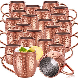 Didaey 24 Pcs Moscow Mule Mugs Set 12oz Rose Gold Stainless Steel Moscow Mule Cups Bulk Tarnish Resistant Copper Plated Mug Hammered Finish Cup Chilled Coffee Mule Mug for Cocktail Wedding Gift
