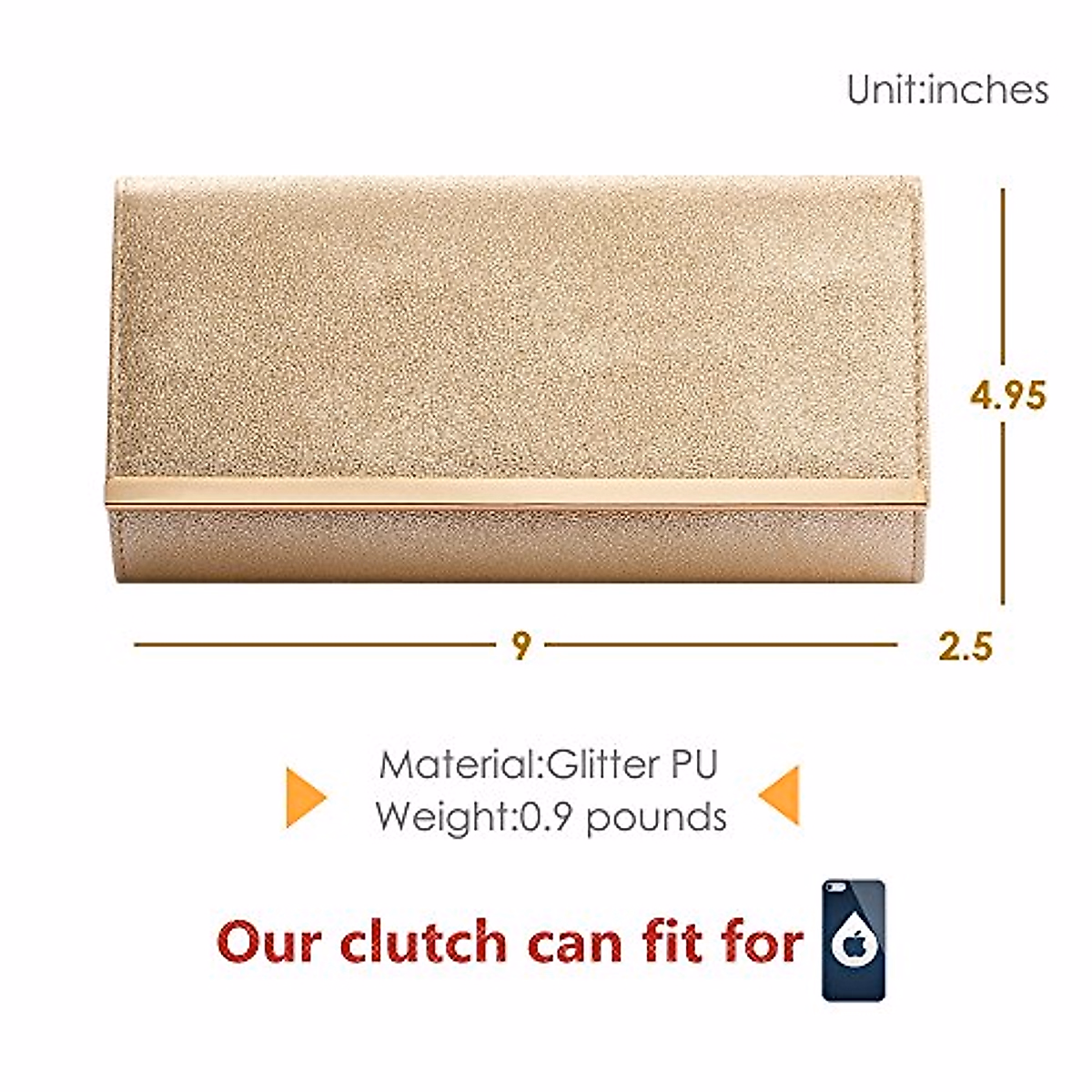 BENCOMOM Gold Clutch,Gold Evening Clutch Purses For Women Evening Gold Shoulder Handbags Bridal Prom Wedding Party gold purse