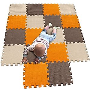 MQIAOHAM® 18 Pieces Puzzle Play Mats, Soft Baby Play Mat, Kids Interlocking Foam Floor Tiles, Toddlers Carpet Playmats G301018-102106110