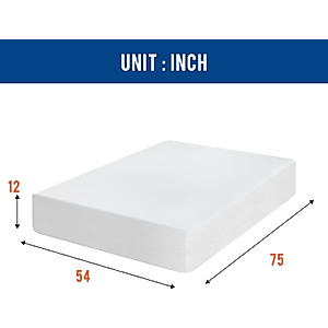 MKDLUFEI 12 Inch Full Size Mattress, Full Mattress, Gel Memory Foam Mattress, Mattress Full Size with Cover for a Cool Sleep & Pressure Relief, Memory Foam Mattress Full, CertiPUR-US Certified, White