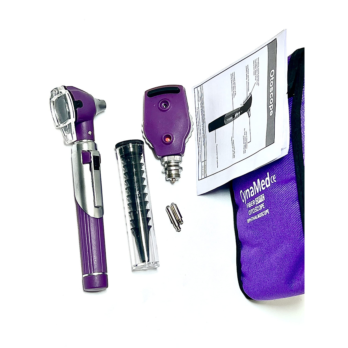Cynamed Otoscope - Ear Scope with Light, Ear Infection Detector, Both Adult and Pediatric Disposable Specula Tips (Purple)
