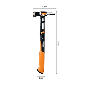 Fiskars 750230-1001 IsoCore 20 oz General Use Hammer, Carpenter Tools, Softgrip, Magnetic Nail Starter Groove, 15.5 inch,Black/Orange